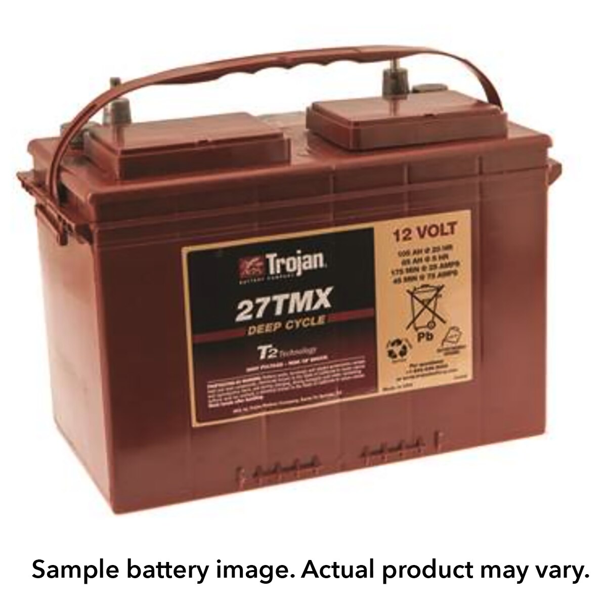 Trojan 27TMX 12 Volt Wet, 105AH Deep Cycle Flooded Battery