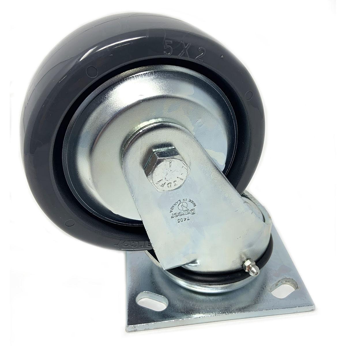 5" x 2" Swivel Caster, Gray Poly on Aluminum, Seals, Thread Guard